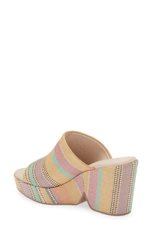CECILIA NEW YORK Wedge Slide Sandal - Beige Multi Raffia