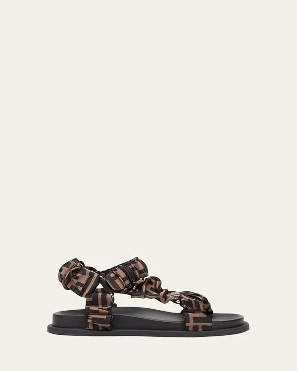 Fendi Logo Hiking Sporty Sandals - Brown/black