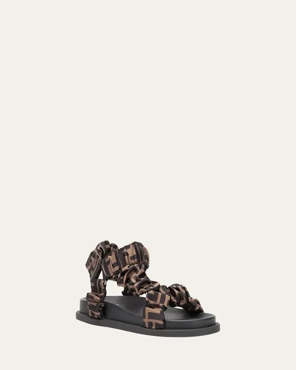 Fendi Logo Hiking Sporty Sandals - Brown/black