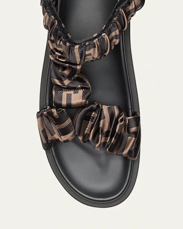 Fendi Logo Hiking Sporty Sandals - Brown/black