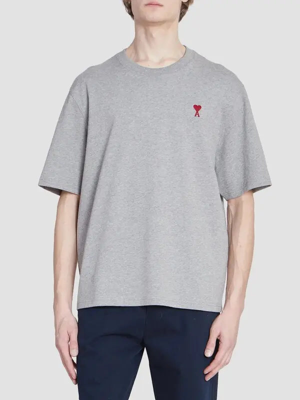 AMI Paris De Coeur Crewneck T-shirt - Grey