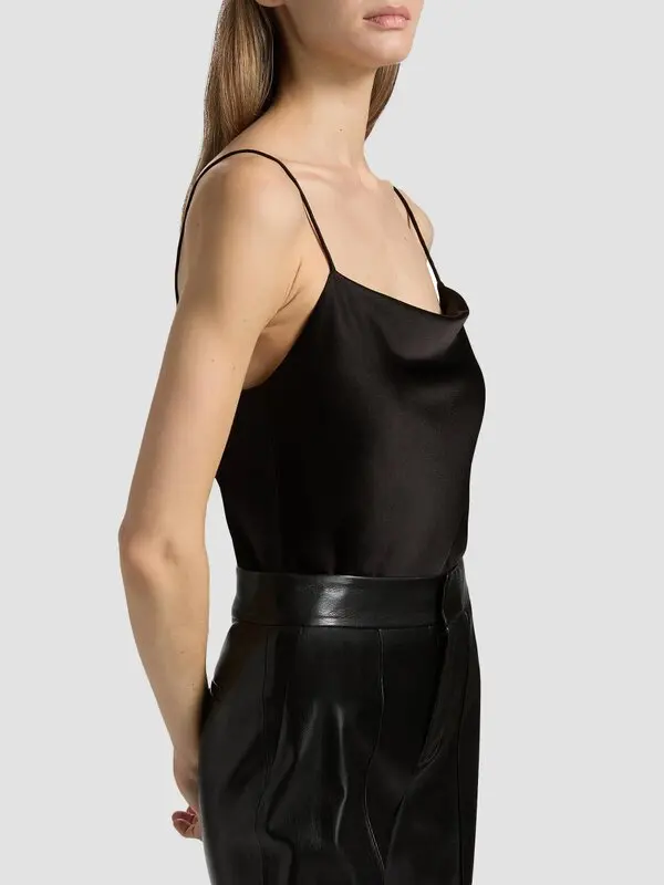 Alice + Olivia Harmon Satin Bodysuit - Black