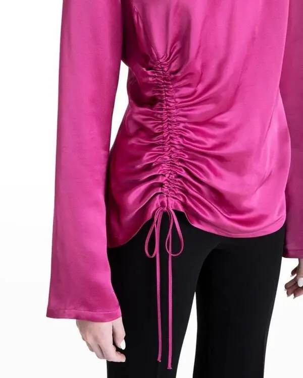 Santorelli Fabi Flared-sleeve Gathered Blouse