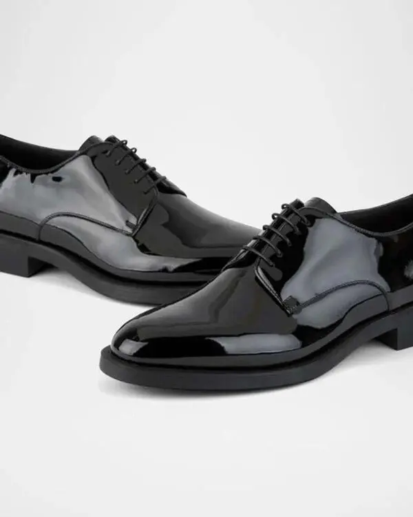 Giorgio Armani Patent Leather Derby Shoes - Black