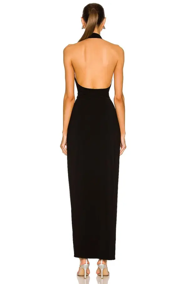 Norma Kamali Halter Wrap Straight Gown - Black
