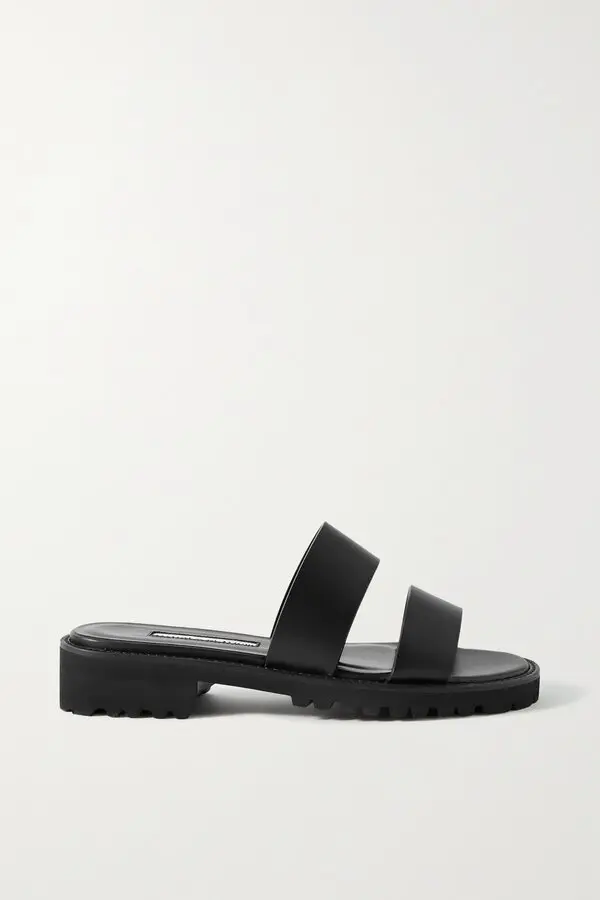 Manolo Blahnik Gadmu Leather Slides