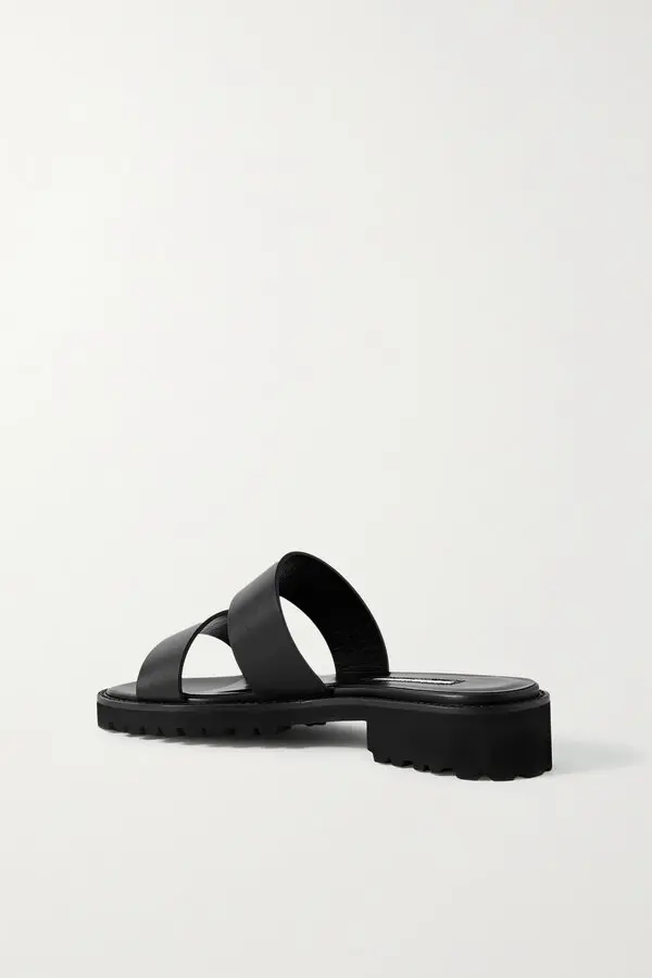 Manolo Blahnik Gadmu Leather Slides
