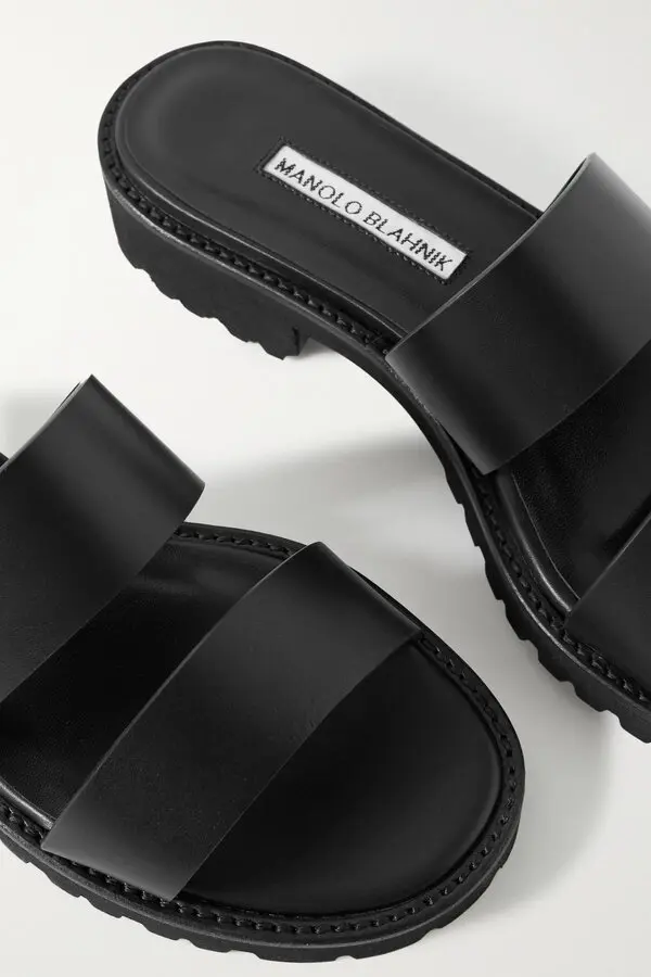 Manolo Blahnik Gadmu Leather Slides