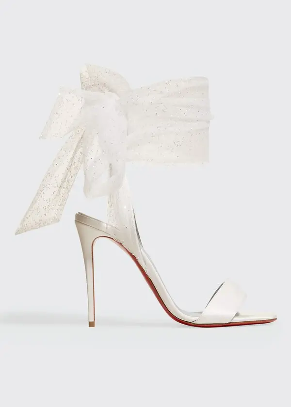 Christian Louboutin Sandale Du Desert 100mm Crepe Satin Tulle
