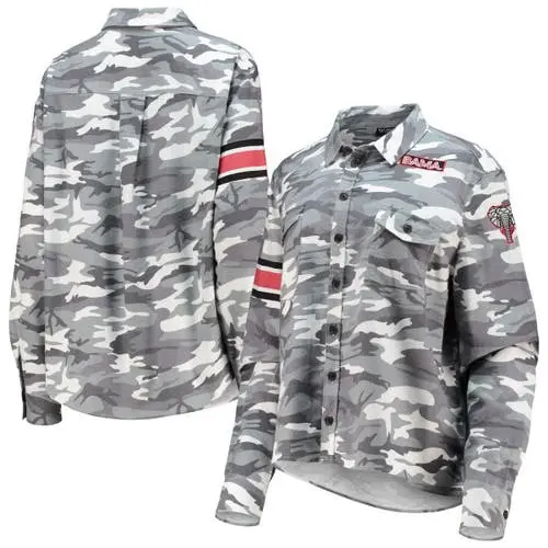 THE WILD COLLECTIVE Alabama Crimson Tide Camo Flannel Shirt - Gray