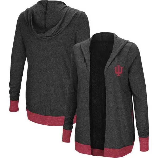 COLOSSEUM Indiana Hoosiers Steeplechase Open Hooded Tri-blend Cardigan - Charcoal