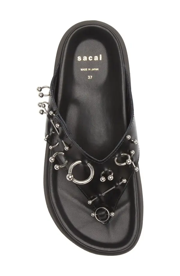 Sacai Pierced Platform Flip Flop In Black - 70% Off | Editorialist