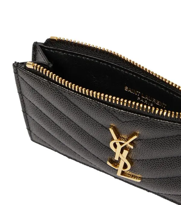 Saint Laurent Monogram Zipped Leather Wallet - Black