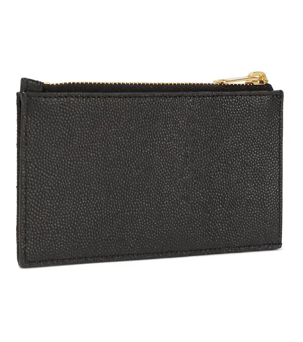 Saint Laurent Monogram Zipped Leather Wallet - Black