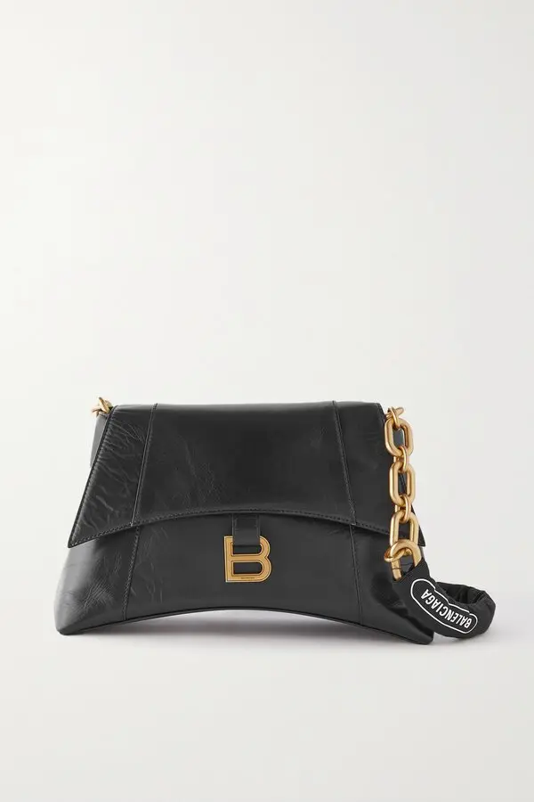 Balenciaga Downtown Small Crinkled-leather Shoulder Bag