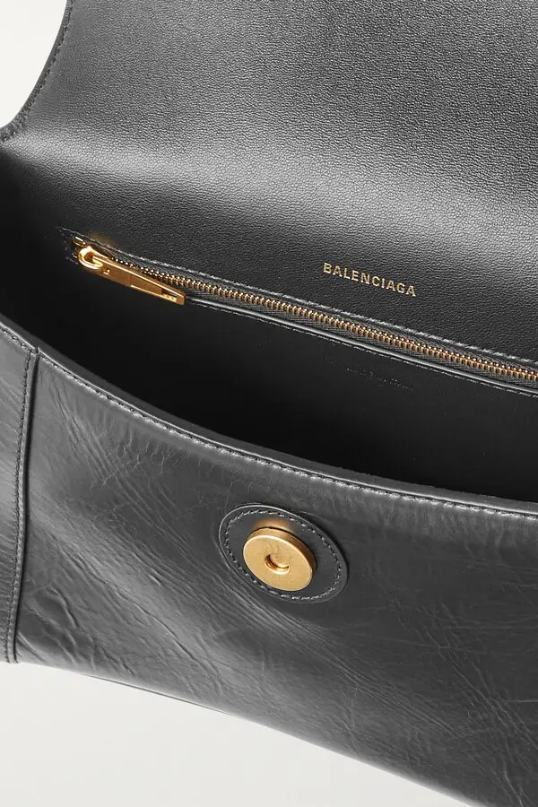 Balenciaga Downtown Small Crinkled-leather Shoulder Bag