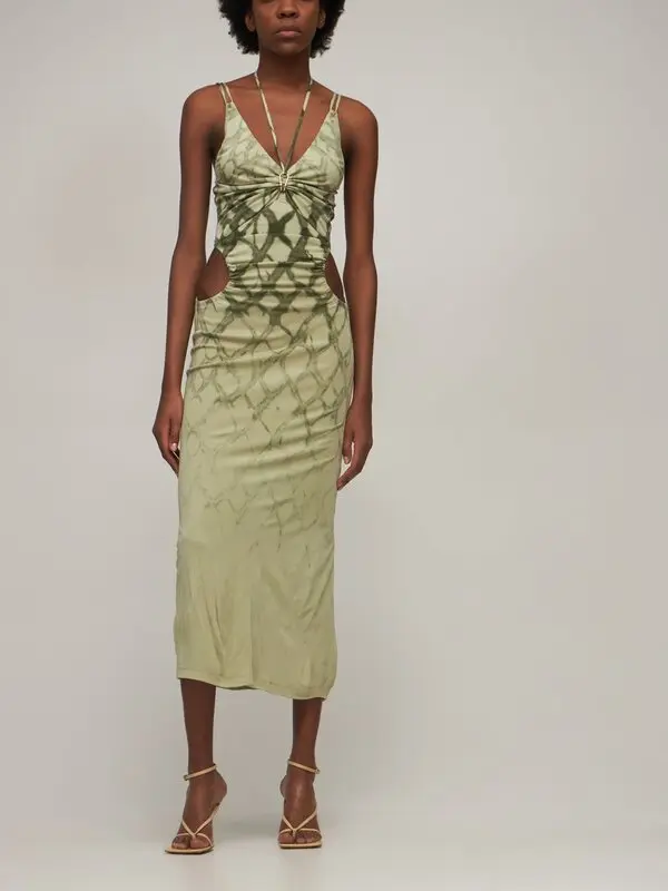 Dion Lee Tie Dye Silk Blend Dress In Green - 50% Off | Editorialist