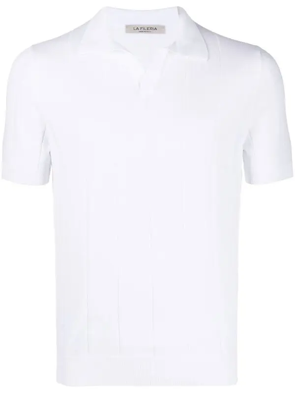 FILERIA Ribbed-knit Cotton Polo Shirt - White