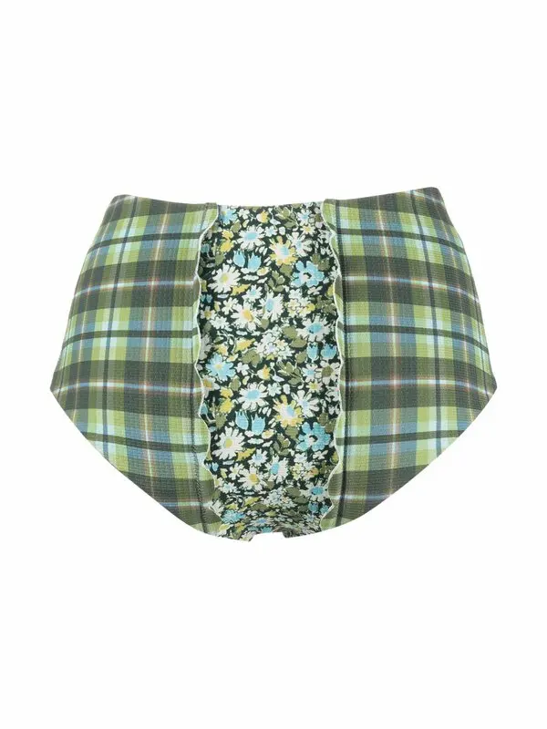 Marysia Plaid And Floral Print Bikini Bottoms