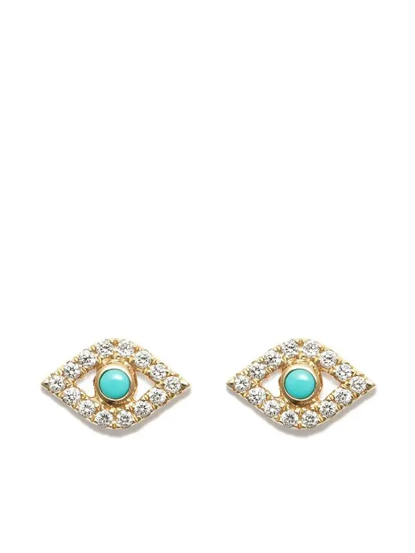 SYDNEY EVAN 14kt Yellow Evil Eye Stud Earrings - Gold