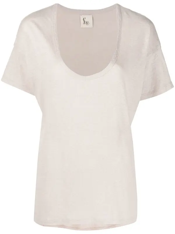 PAULA Deep V-neck T-shirt - Neutrals
