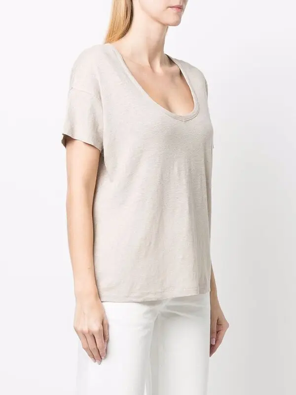 PAULA Deep V-neck T-shirt - Neutrals