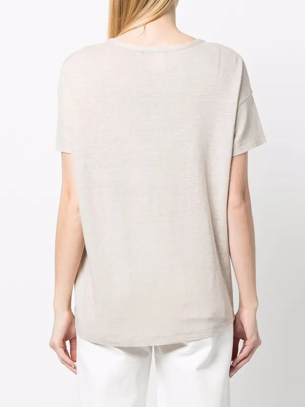 PAULA Deep V-neck T-shirt - Neutrals