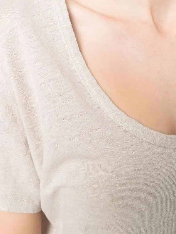 PAULA Deep V-neck T-shirt - Neutrals