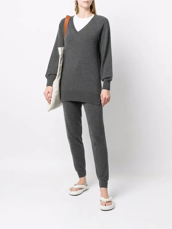 PAULA V-neck Knit Jumper - Grey
