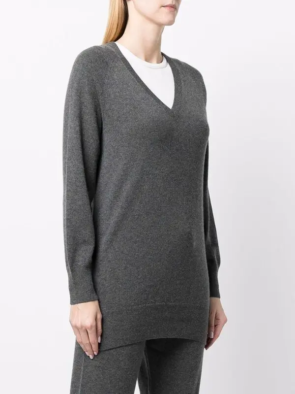 PAULA V-neck Knit Jumper - Grey