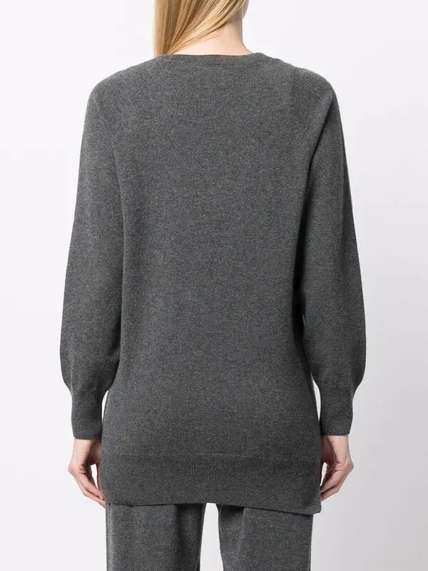 PAULA V-neck Knit Jumper - Grey