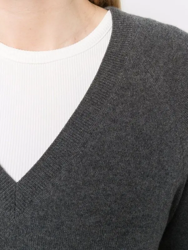 PAULA V-neck Knit Jumper - Grey