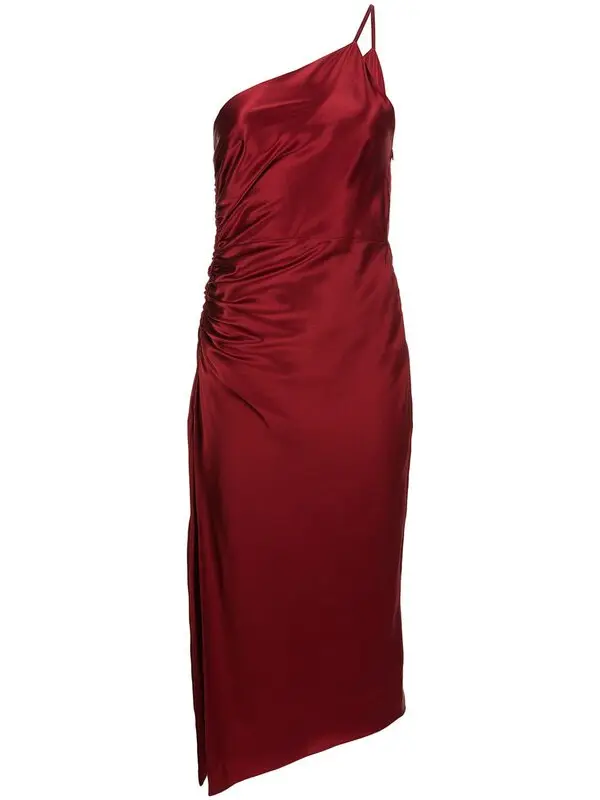 open lace back dress One shoulder gown with tie