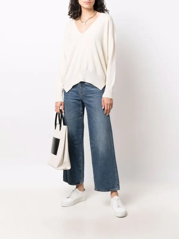 PAULA V-neck Cashmere Jumper - White