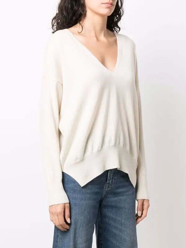 PAULA V-neck Cashmere Jumper - White