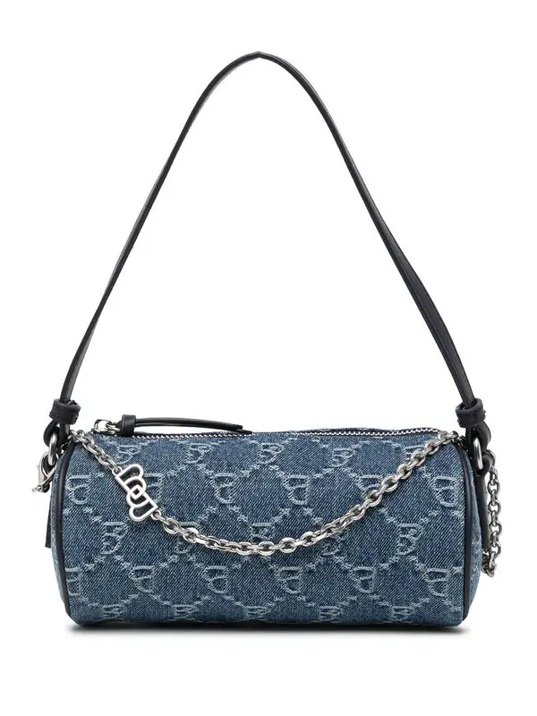 Bapy By *A Bathing Ape® Monogram Denim Shoulder Bag In Blue - 20