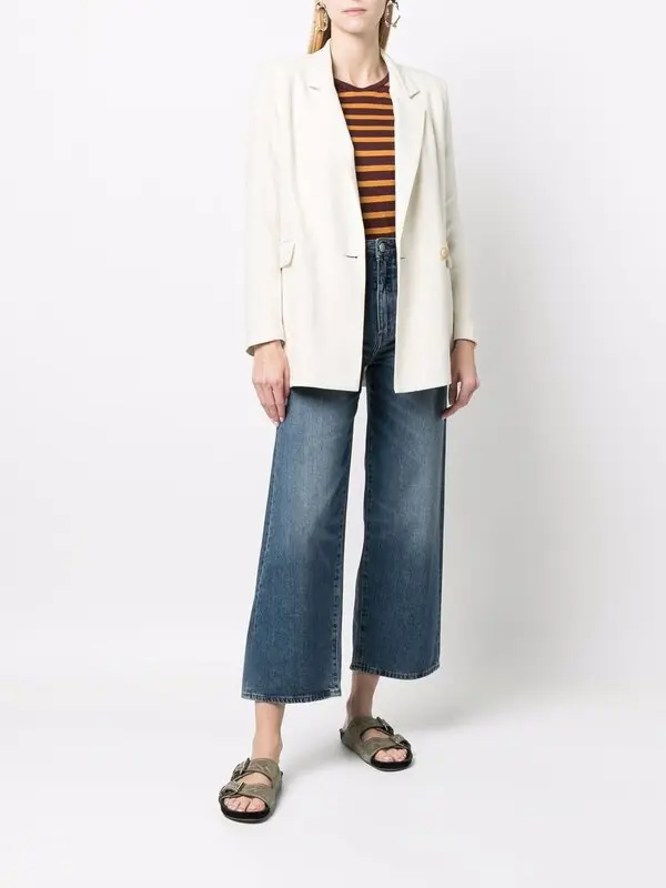 PAULA S Stripe-print Linen T-shirt - Yellow