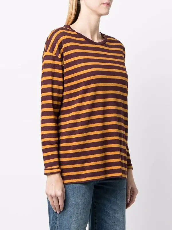 PAULA S Stripe-print Linen T-shirt - Yellow