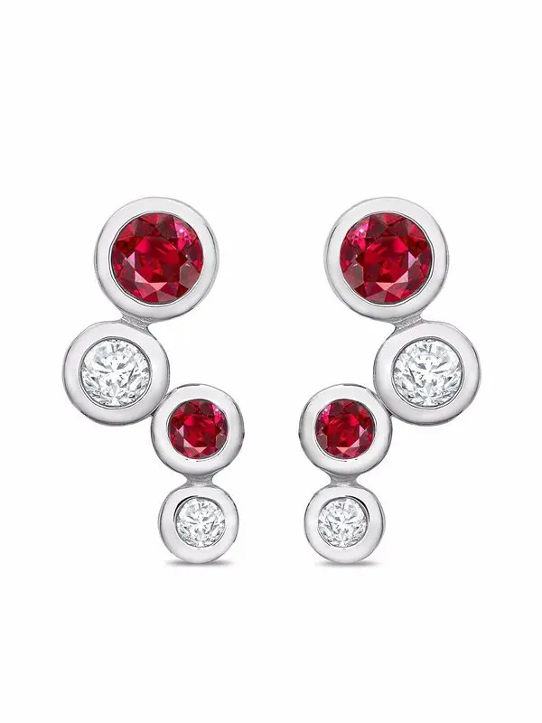 PRAGNELL 18kt White Gold Diamond And Ruby Earrings - Silver