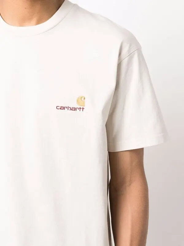 Carhartt Work In Progress Logo-embroidered Organic Cotton T-shirt - Neutrals