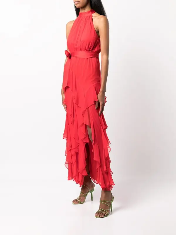 Alice + Olivia Emelia High-slit Ruffled Dress