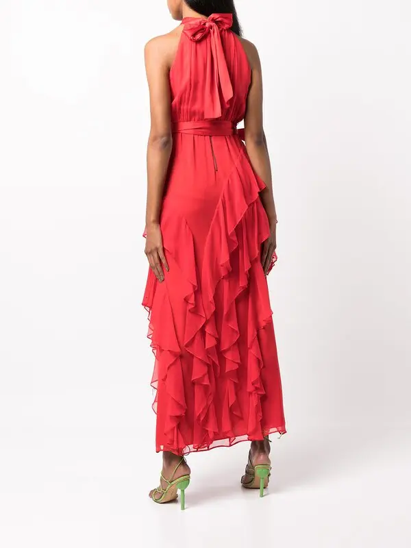 Alice + Olivia Emelia High-slit Ruffled Dress