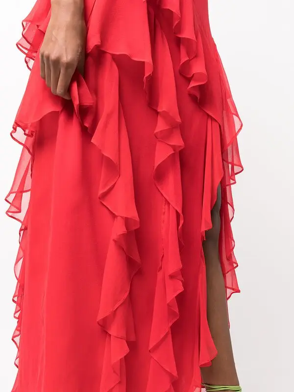 Alice + Olivia Emelia High-slit Ruffled Dress