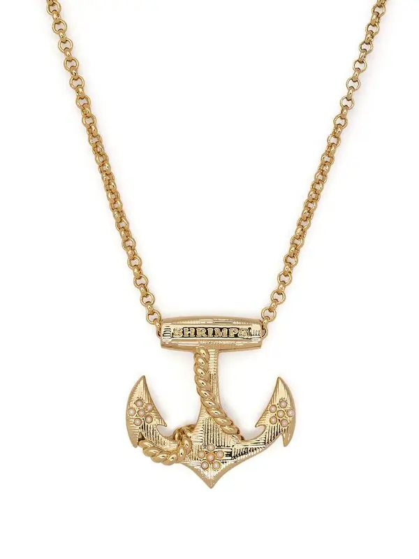 Shrimps Anchor Pendant Necklace - Gold