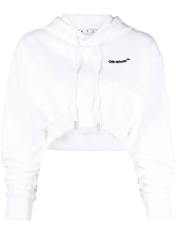 Off-White Helvetica Cropped Hoodie - White