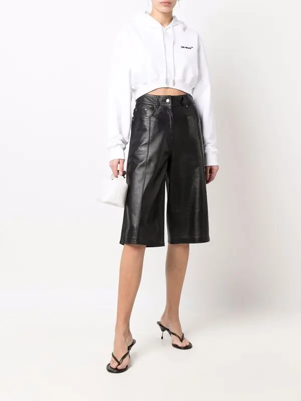 Off-White Helvetica Cropped Hoodie - White