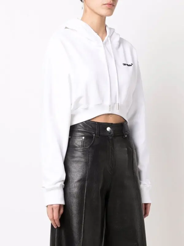 Off-White Helvetica Cropped Hoodie - White