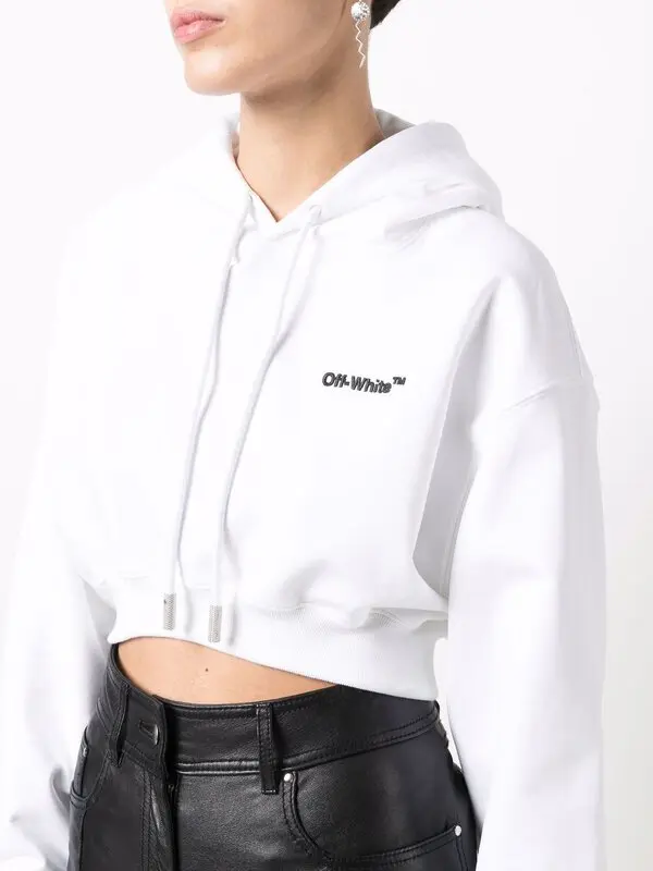 Off-White Helvetica Cropped Hoodie - White