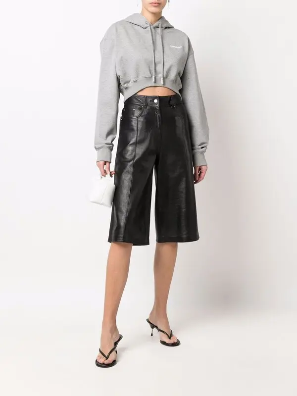 Off-White Cropped Hoodie - Grey