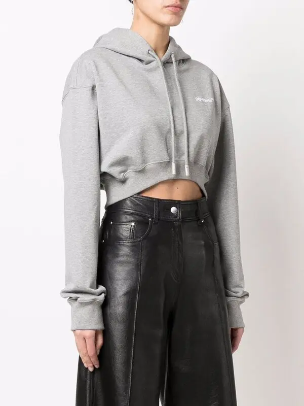Off-White Cropped Hoodie - Grey